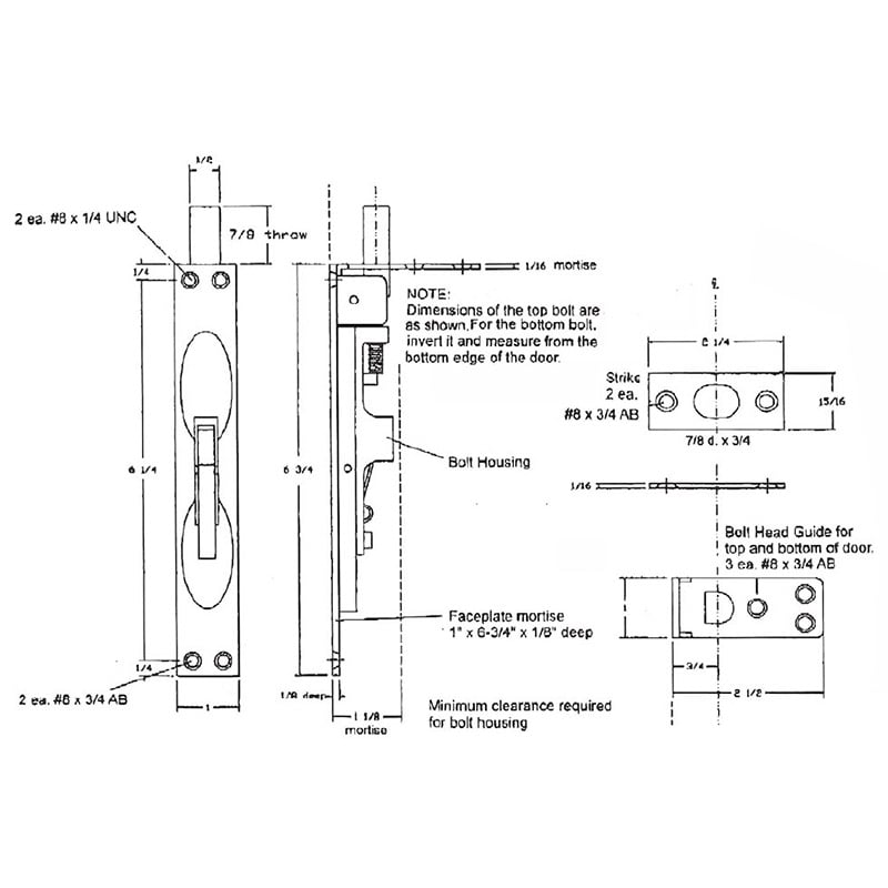 Manual Flushbolt for Wood Doors