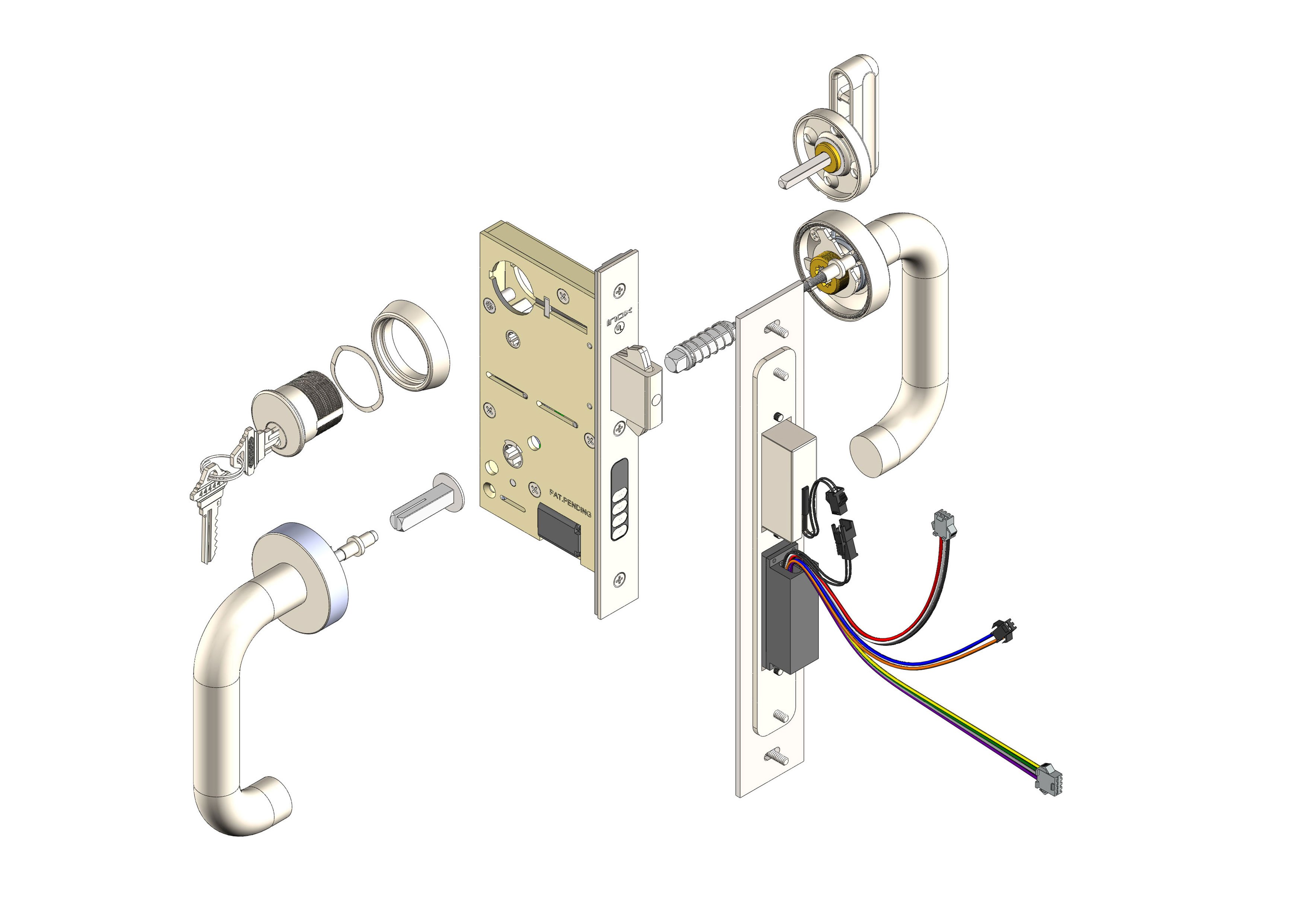 PD97ES Electrified Auto-Latch/Lock Mortise Lock with Monitor Switches